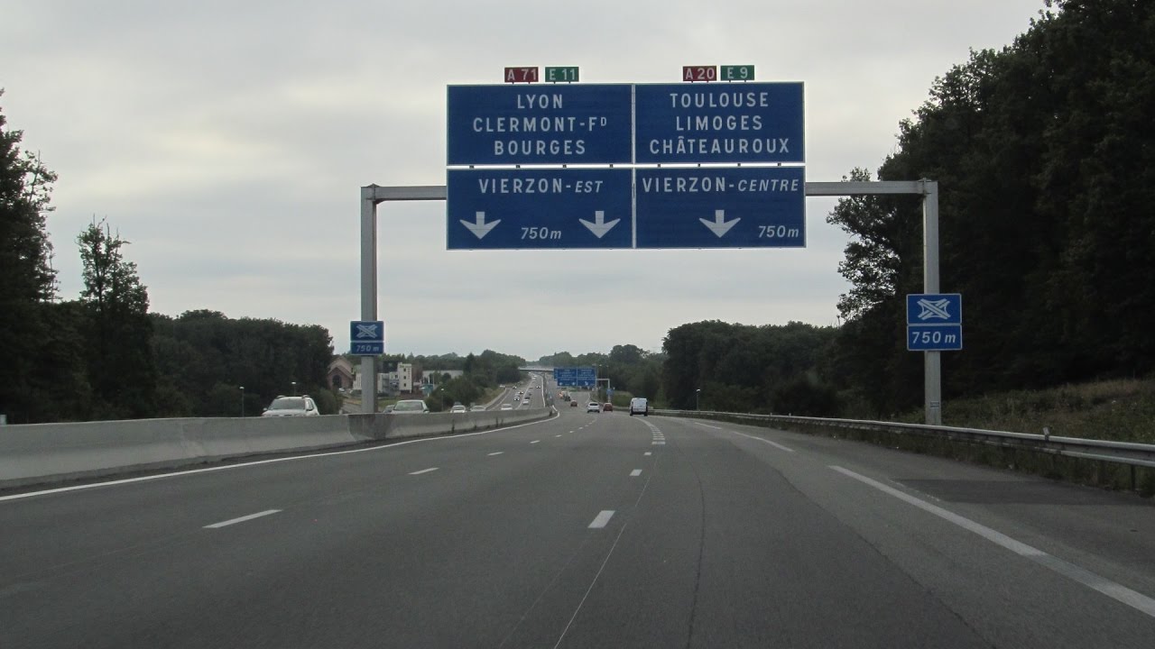 France: A71 + A20, Vierzon - YouTube