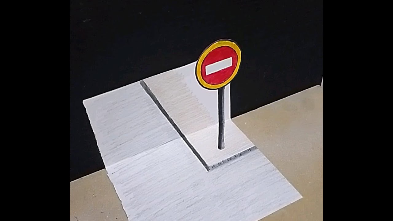 How to Draw easy 3D on Paper for beginners | Prohibitory Road Sign ...
