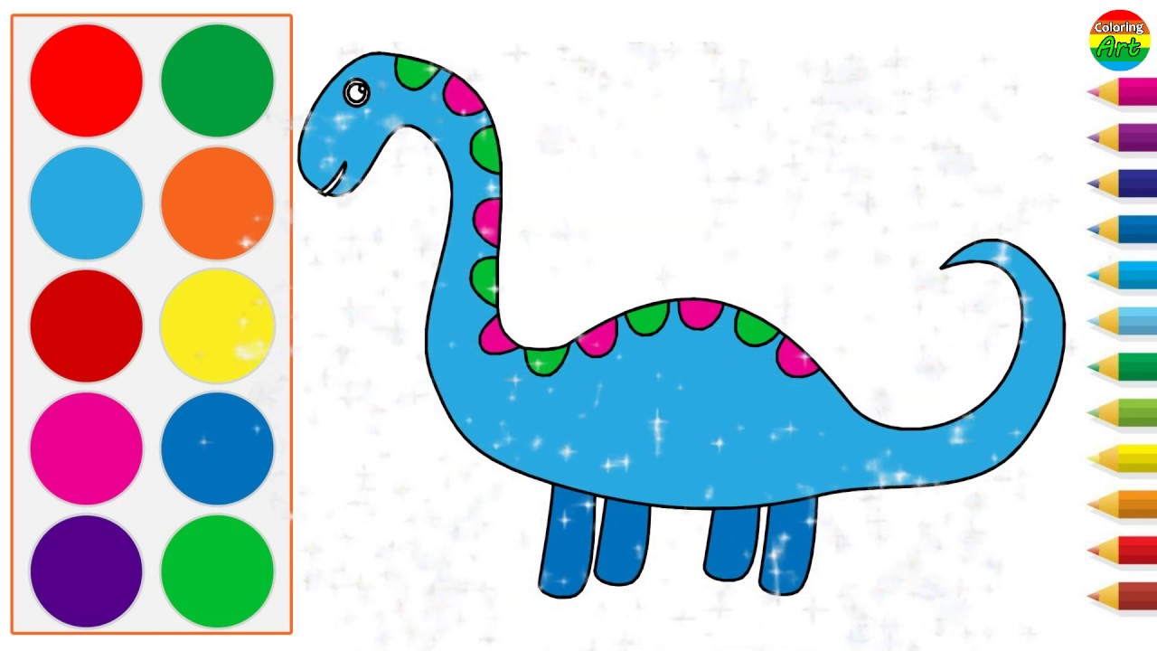 How to Draw a Dinosaur for Kids - drawing and coloring dinosaur | Learn ...