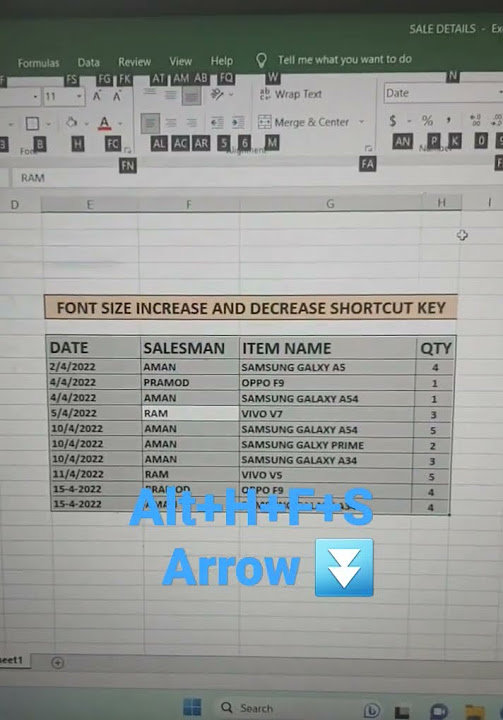 Font size increase and decrease in excel||how to increase and decrease font size in excel #font ...