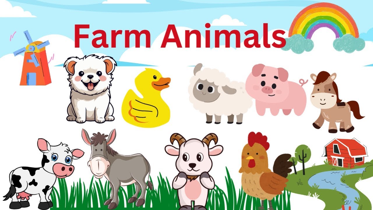 Farm animals for kids: Learn farm animals. Preschool learning - YouTube