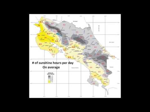 Costa Rica climate - sunshine hours per day map - YouTube