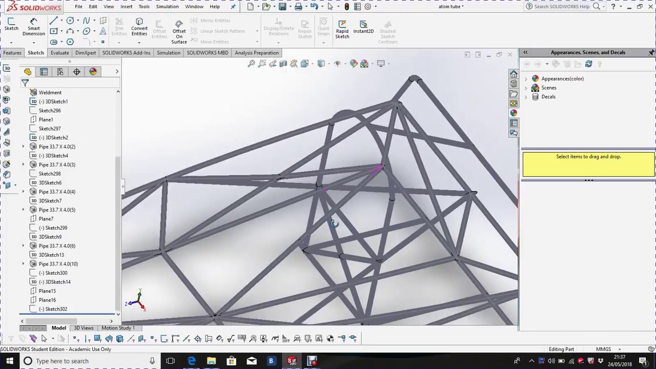 Chassis/roll cage design for kit car- made with SolidWorks - YouTube