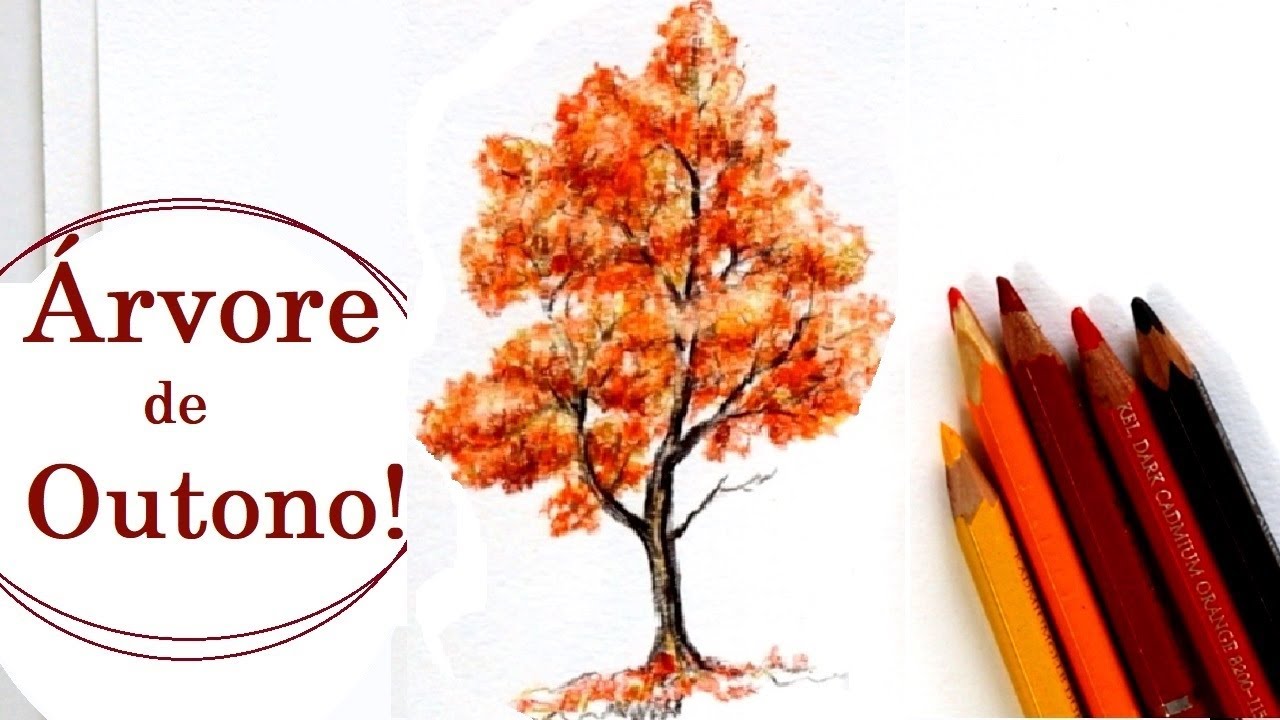 ÁRVORE de OUTONO! Como DESENHAR uma ÁRVORE em TONS LARANJA! PASSO a ...