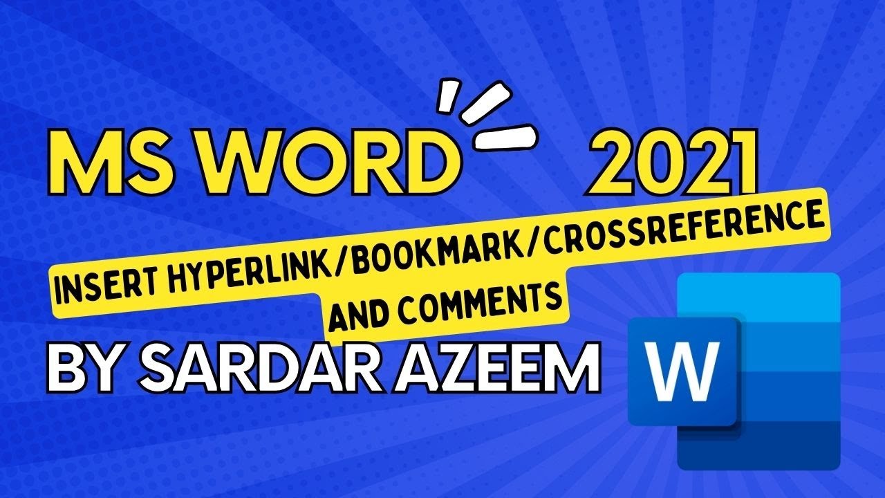 Hyperlink bookmark cross reference and comments insert menu MS Word ...