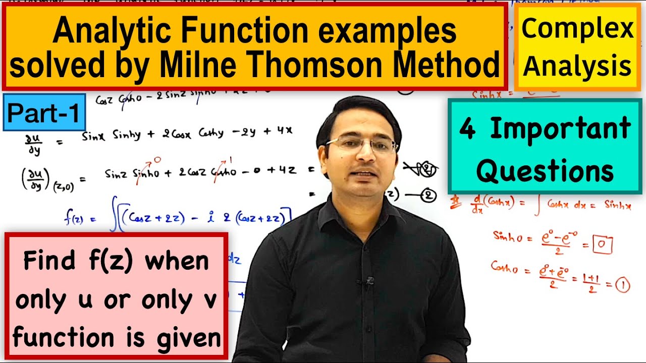Analytic Function Examples Solved By Milne Thomson Method Part 1 Youtube