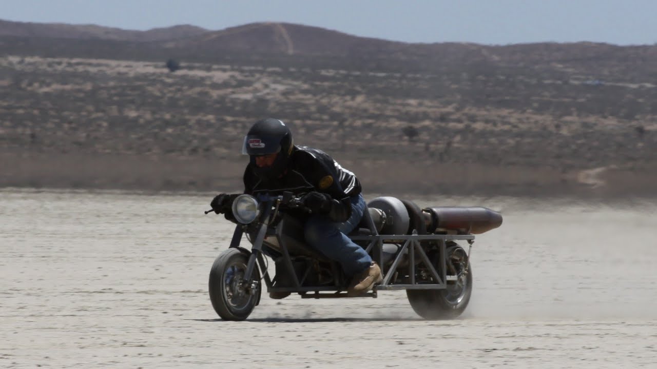 GRV-2 DIY Turbine Jet Bike - Afterburner Speed Trials - 71 MPH Land ...
