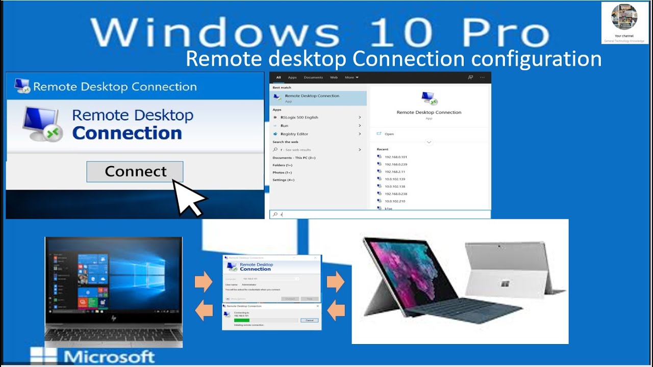 Remote Desktop Connection configuration on Windows 10 pro - YouTube