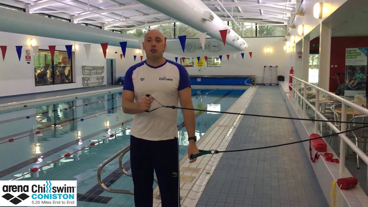 Landside 'bungy' warm-up - for long distance swim training - YouTube