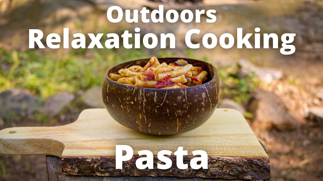 Outdoor Cooking - Relaxing, Slow Pace Cooking of Homemade Pasta On Top ...