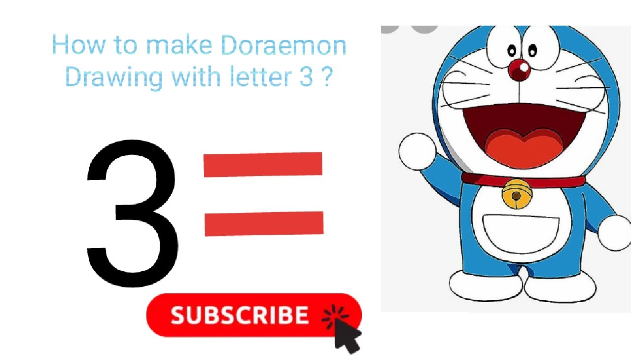 #RTDrawingandCraft How to make a drawing of Doraemon with letter 3 ...