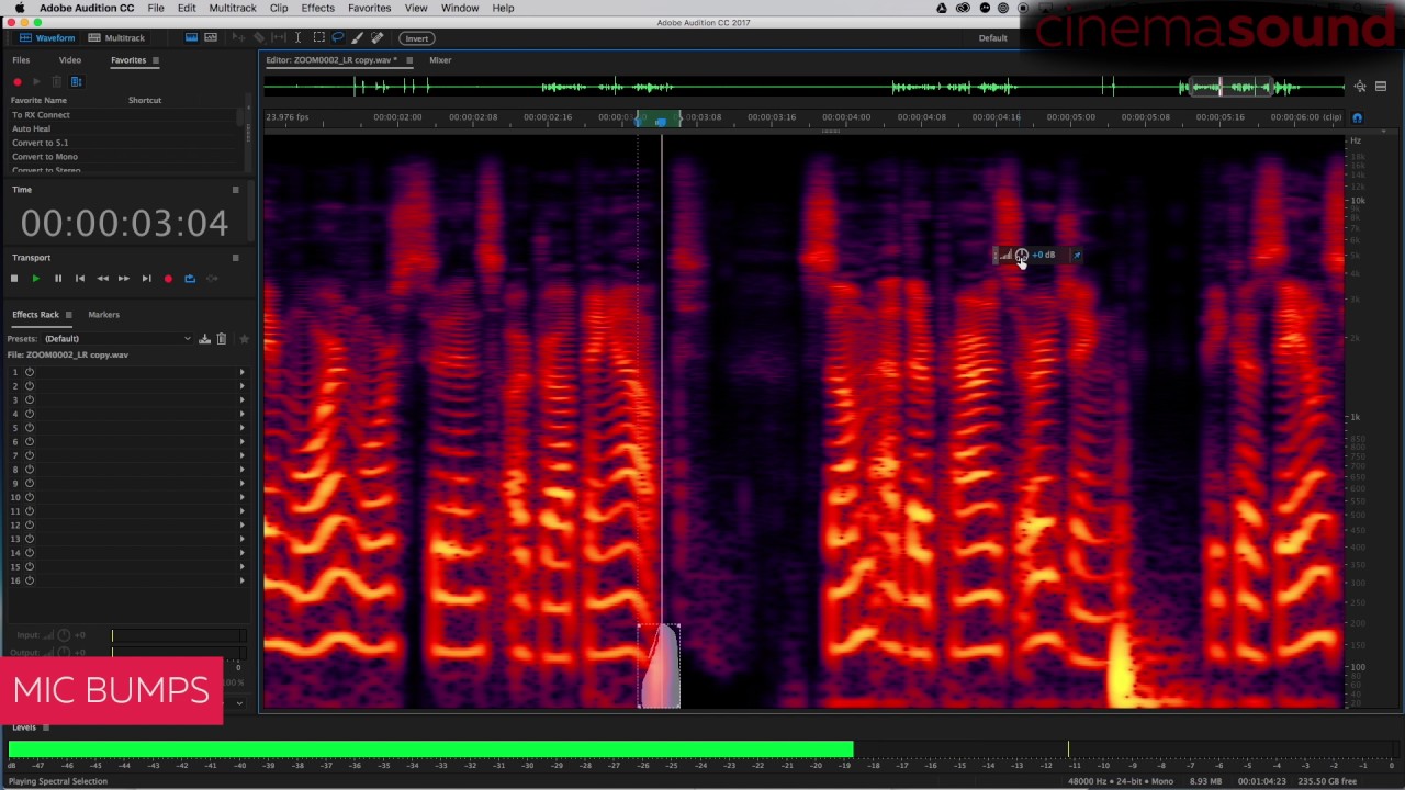 Cinema Sound Mic Bump Removal in Adobe Audition - YouTube