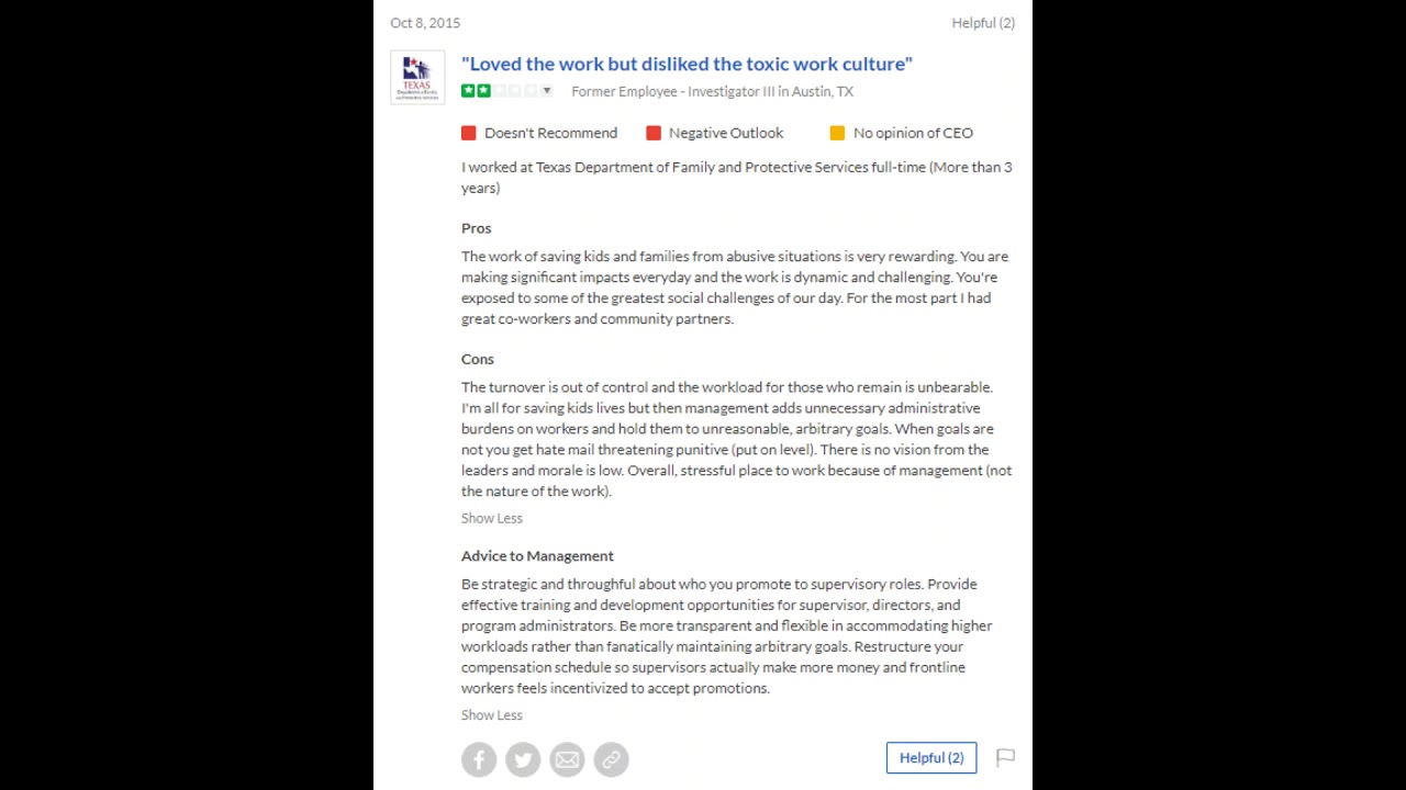 CPS CORRUPTION: LOW MORALE FROM PAST AND PRESENT CPS EMPLOYEES IN TEXAS ...