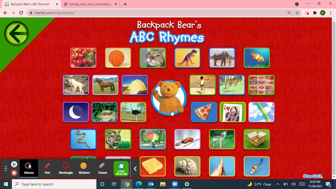 Class Meeting: 11/30/21 Starfall Music/November Calendar/ "Violin ...