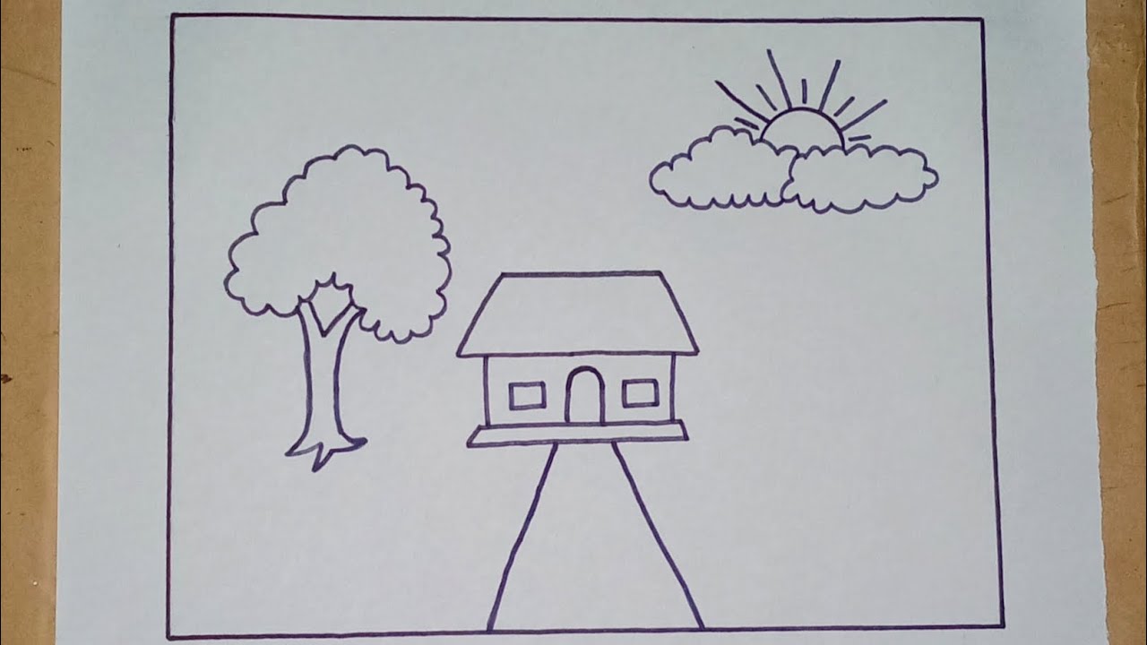 House drawing for kids || How to draw a house for kids || Simple ...