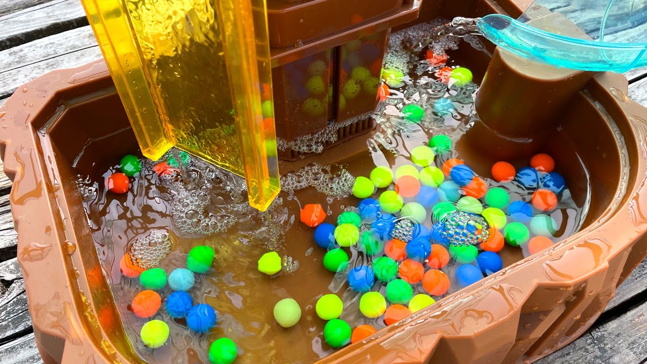 Marble run☆noodle water slide course. Healing sounds of water and ...