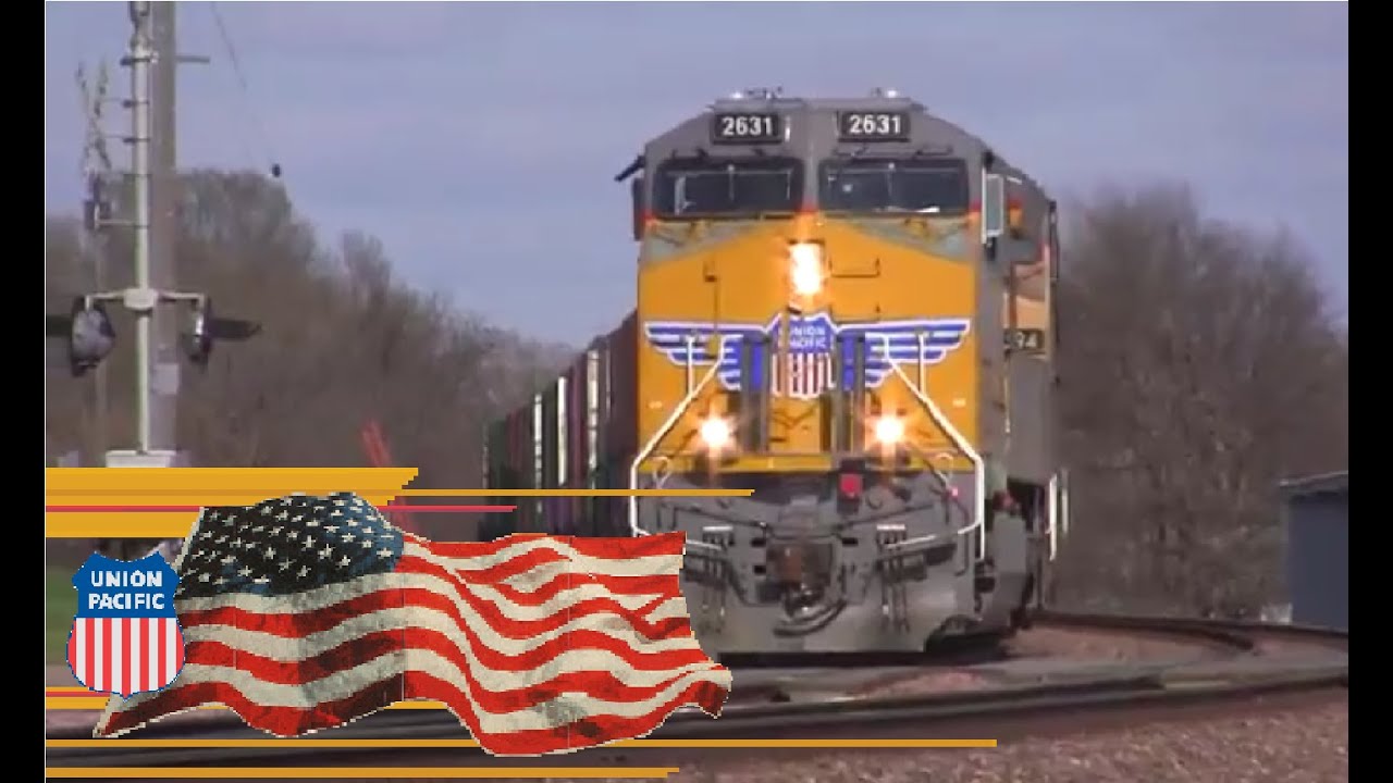UP C45AH 2631 Westbound Intermodal Through Belle plaine, IA - YouTube