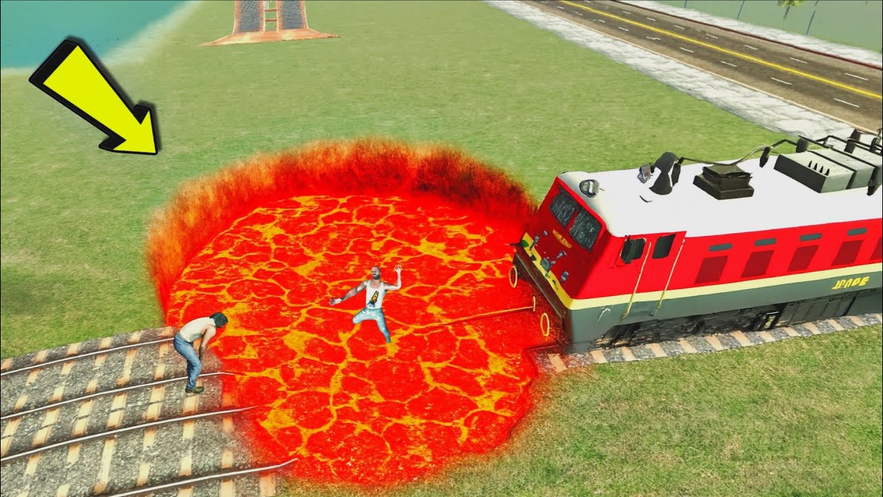 Lava pond vs Train 🤯! - YouTube