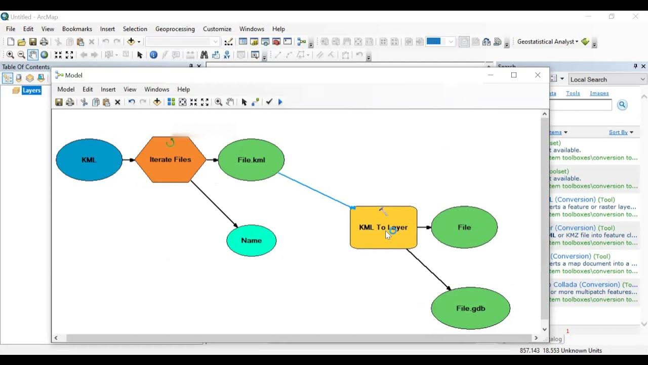 Use Model Builder of ArcGIS to convert multiple KML files to spatial layers - YouTube