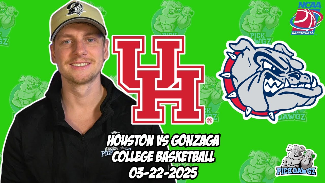 Gonzaga vs Houston 3/22/25 Free College Basketball Picks and ...