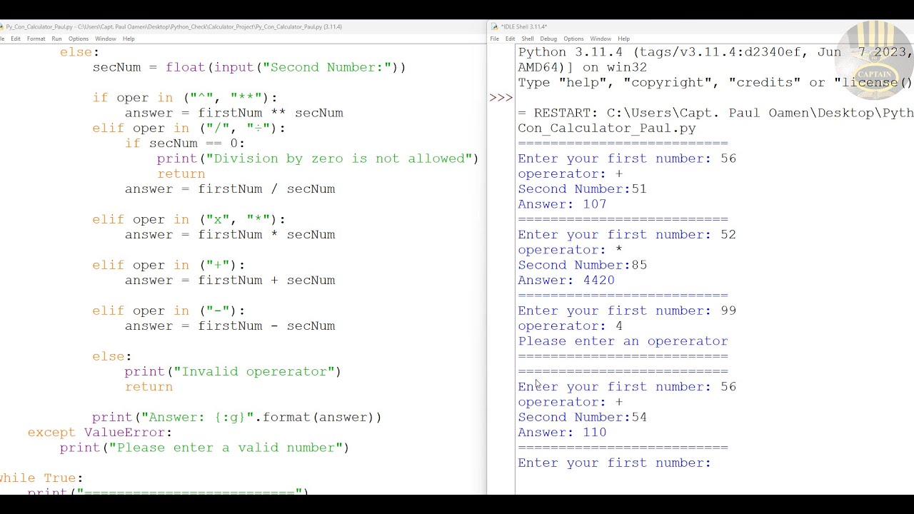 How to Create a Console Calculator using Defined Function in Python ...