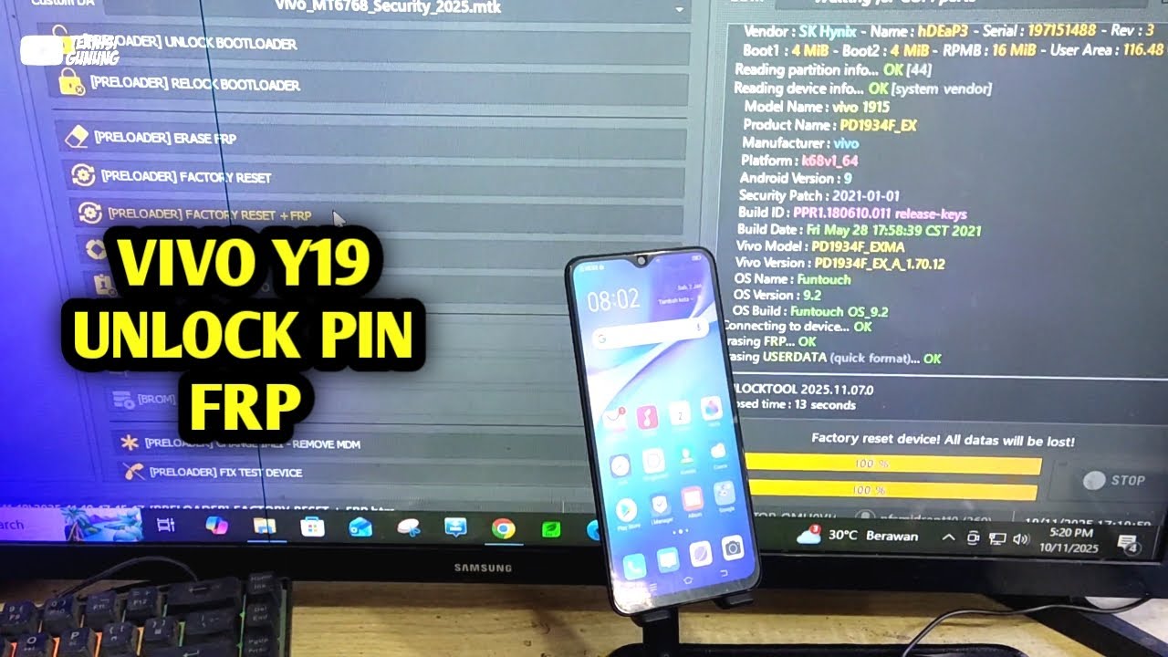 VIVO Y19 1915 PD1934F TERKUNCI UNLOCK VIA UNLOCKTOOL TEST POINT ANDROID ...