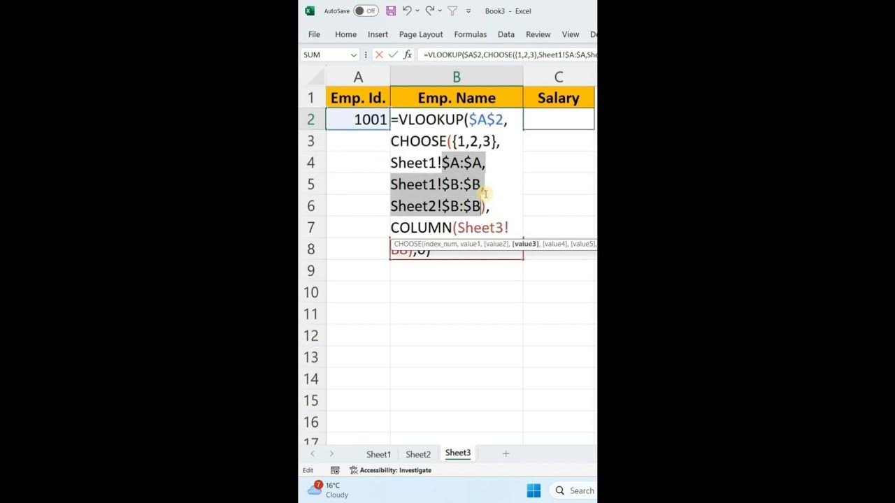 MS Excel Interview Questions and Answer | Vlookup Choose | #excel #shorts - YouTube