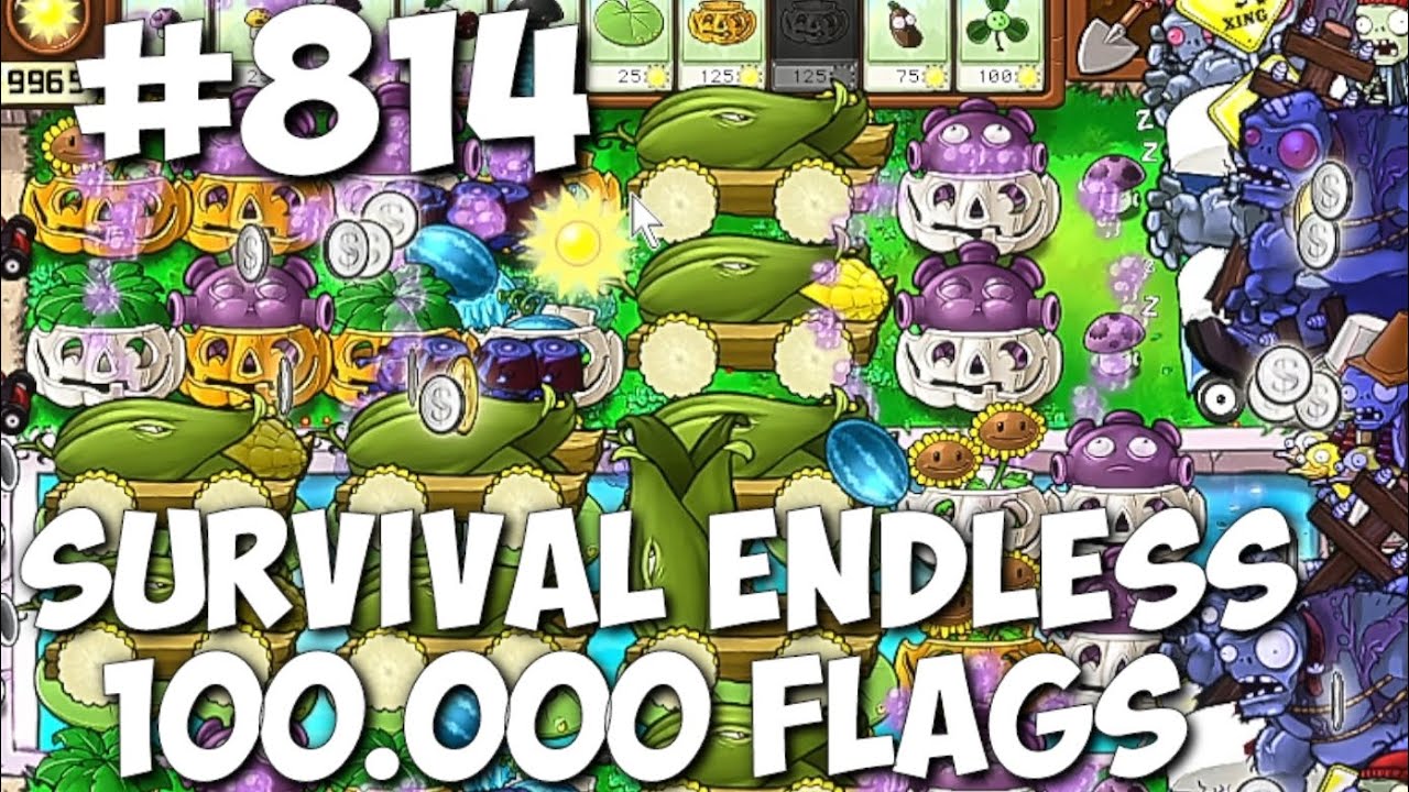 Plants vs Zombies Survival Endless 100000 Flags Part 814 | 16260 - 16280 Flags - YouTube