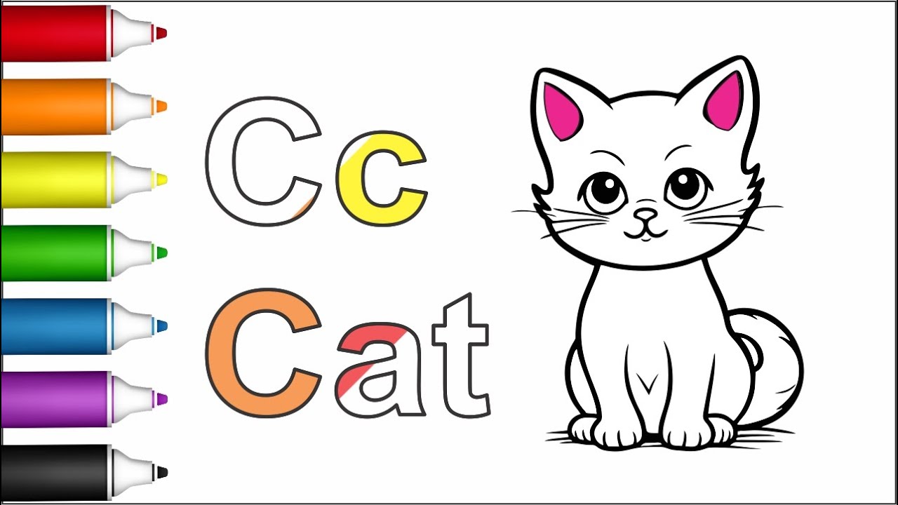 Learn to Draw a Cat with it's Beginning Letters Step by Step - YouTube