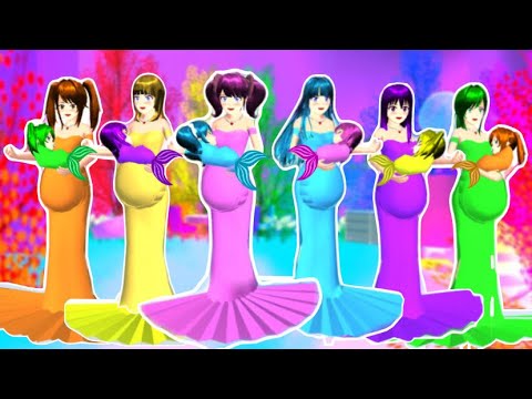 Semua Putri Duyung Mermaid Hamil Melahirkan! Yuta Mio Celine Panik! Sakura School Simulator ...