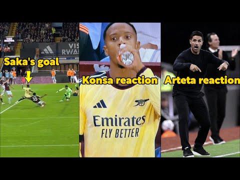 Ezri Konsa & Mikel Arteta Reation to Saka Goal cs Aston Villa, Arsenal 1-0 Aston Villa 
