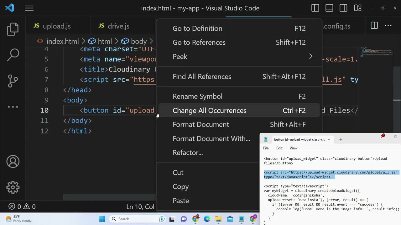 Javascript Project to Embed Cloudinary File Picker Widget to Upload Files in Browser - YouTube