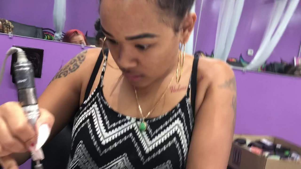 Doing my own nails with 4 inch nails on - YouTube