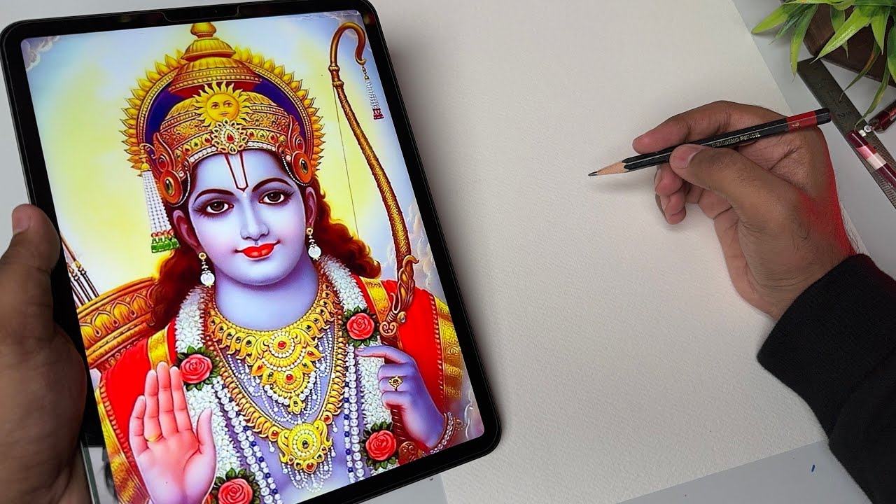 Draw with me - Shree Ram Ji Drawing, Outline Tutorial - YouTube