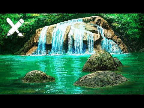 Relaxing Sleep Music & Waterfall Art Animation \