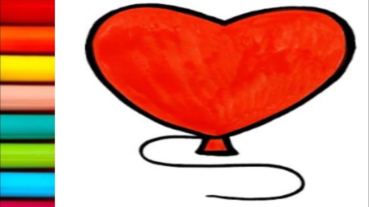 How to draw Heart Balloon || super easy heart balloon step by step ...