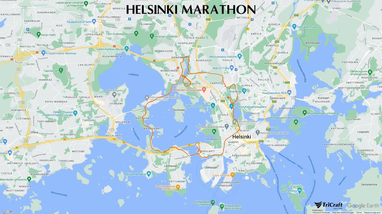 Helsinki City Marathon Course Map - YouTube