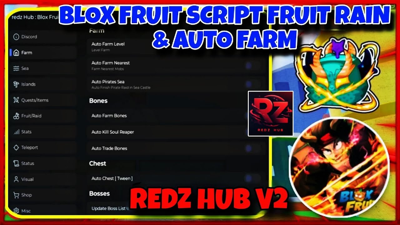 Roblox Script Blox Fruit Mobile REDZ HUB V2 FIX 🔴 FRUIT RAIN,AUTO FARM,RAID,ESP,DOJO | Fluxus ...