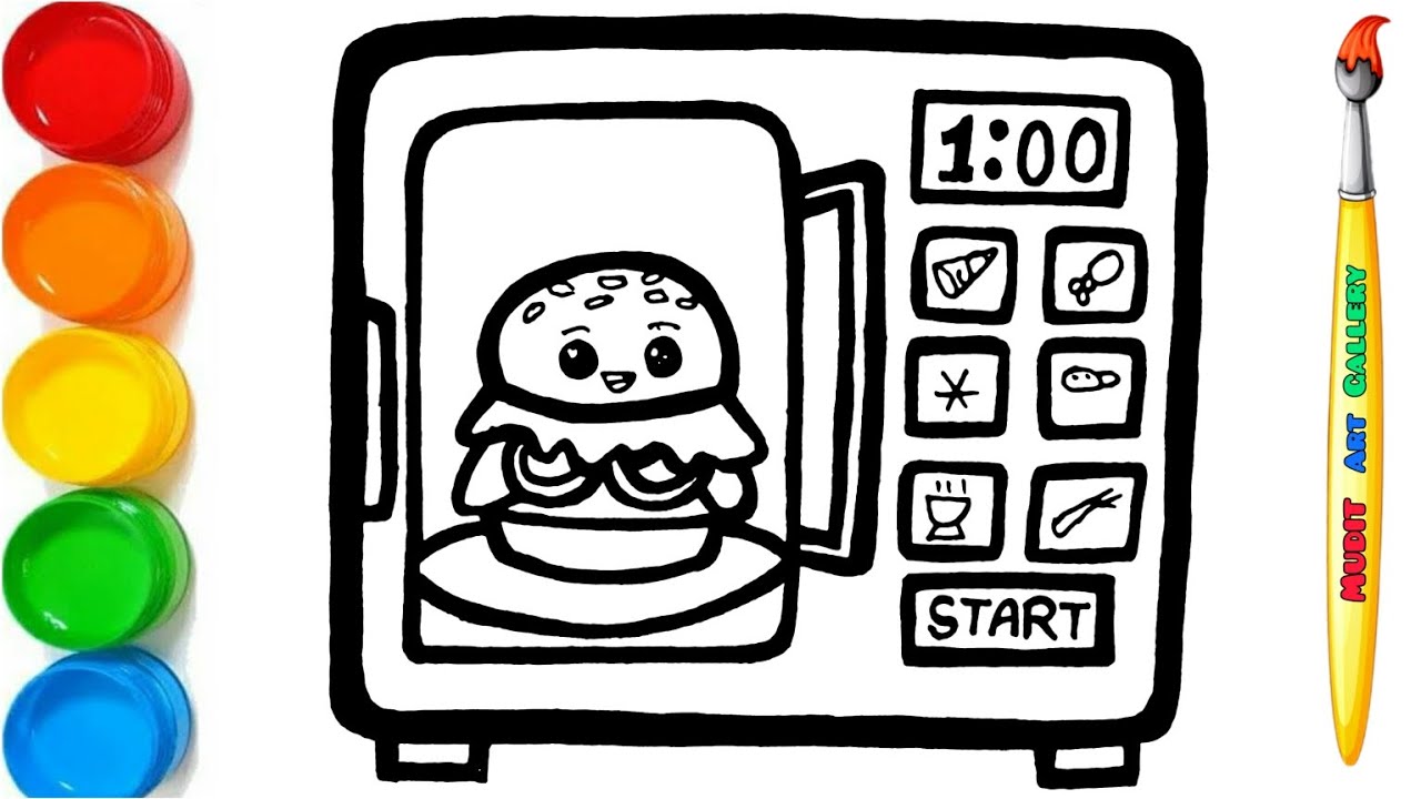 Microwave Drawing Easy, Coloring For Kids & How To Draw, Step By Step ...