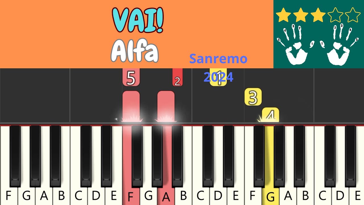 ALFA - Vai! - TUTORIAL DI PIANOFORTE LENTO - YouTube