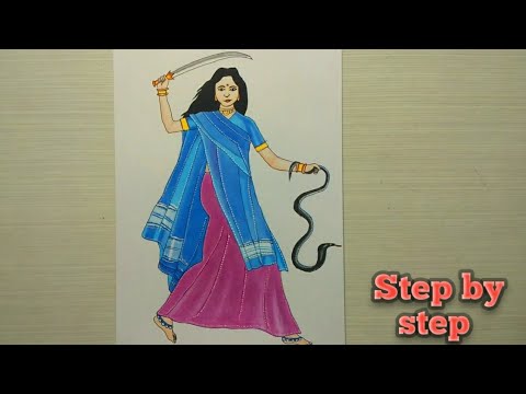 How to draw maa mogal drawing video | stap by step - YouTube