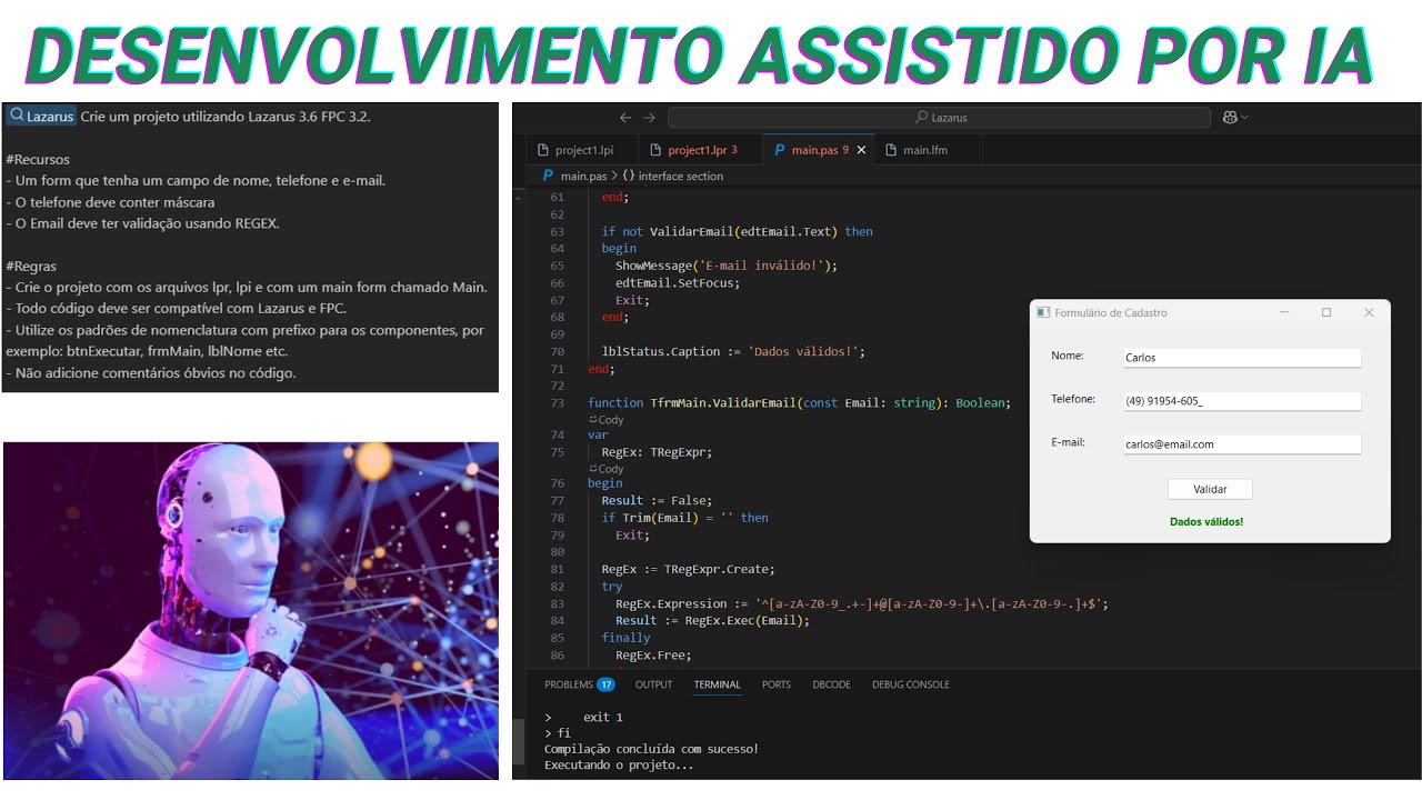 Desenvolvimento com IA modo assistido! Aplicação Lazarus passo a passo ...