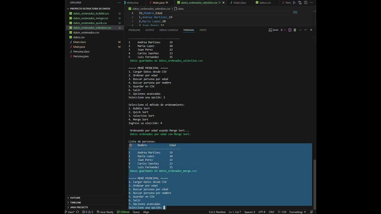 "Implementación de Algoritmos de Ordenamiento y Búsqueda | Universidad ...