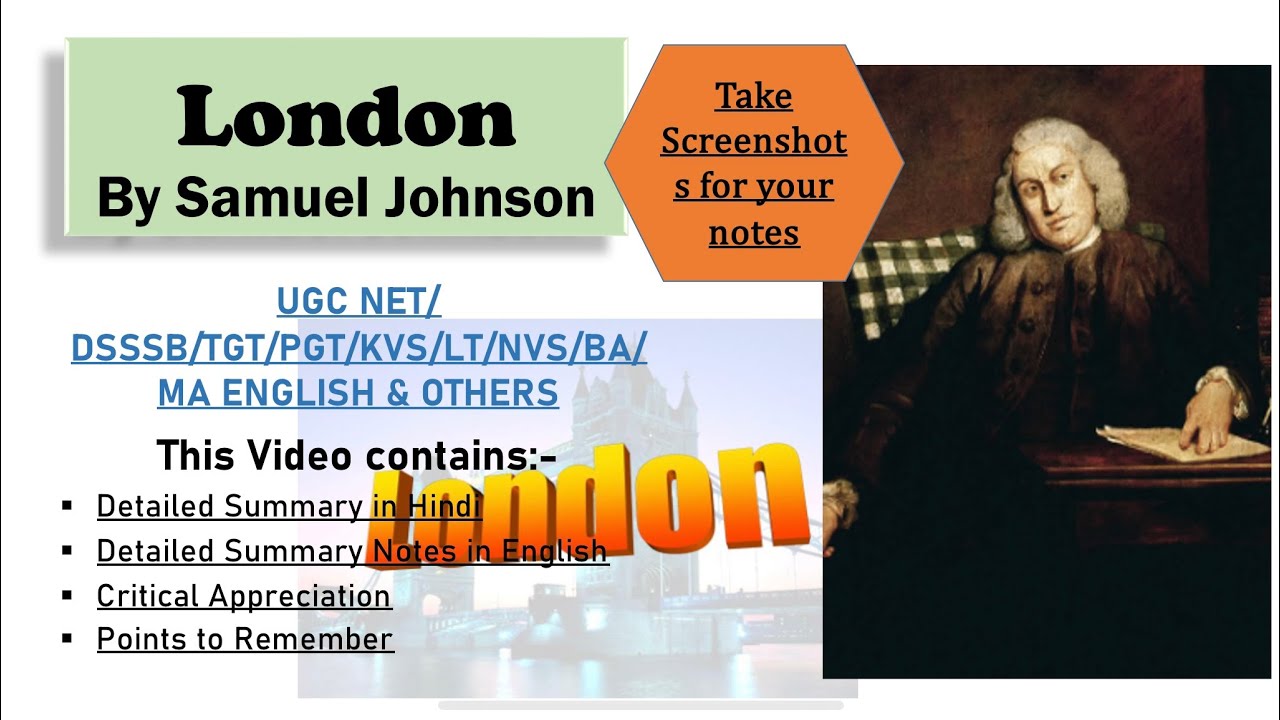 Poem- London by Samuel Johnson | Detailed Summary| English Notes | UGC ...