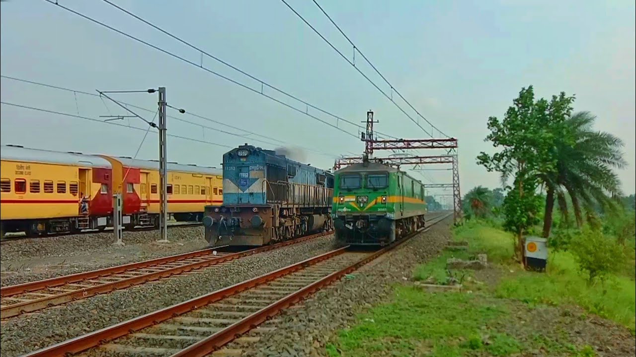 Most Rarest Crossing | Diesel & Electric Light Engine Parralely Meeting ...