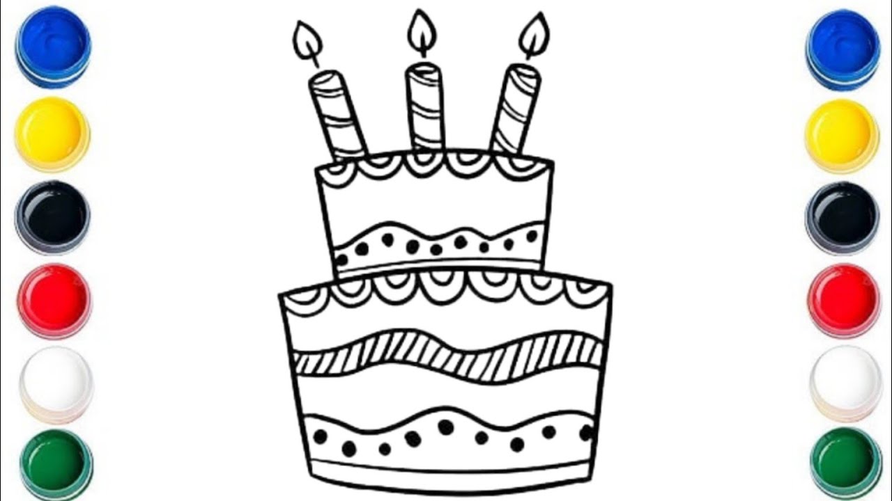 Birthday Cake Drawing For Kids | Birthday Cake Drawing Easy | Birthday ...