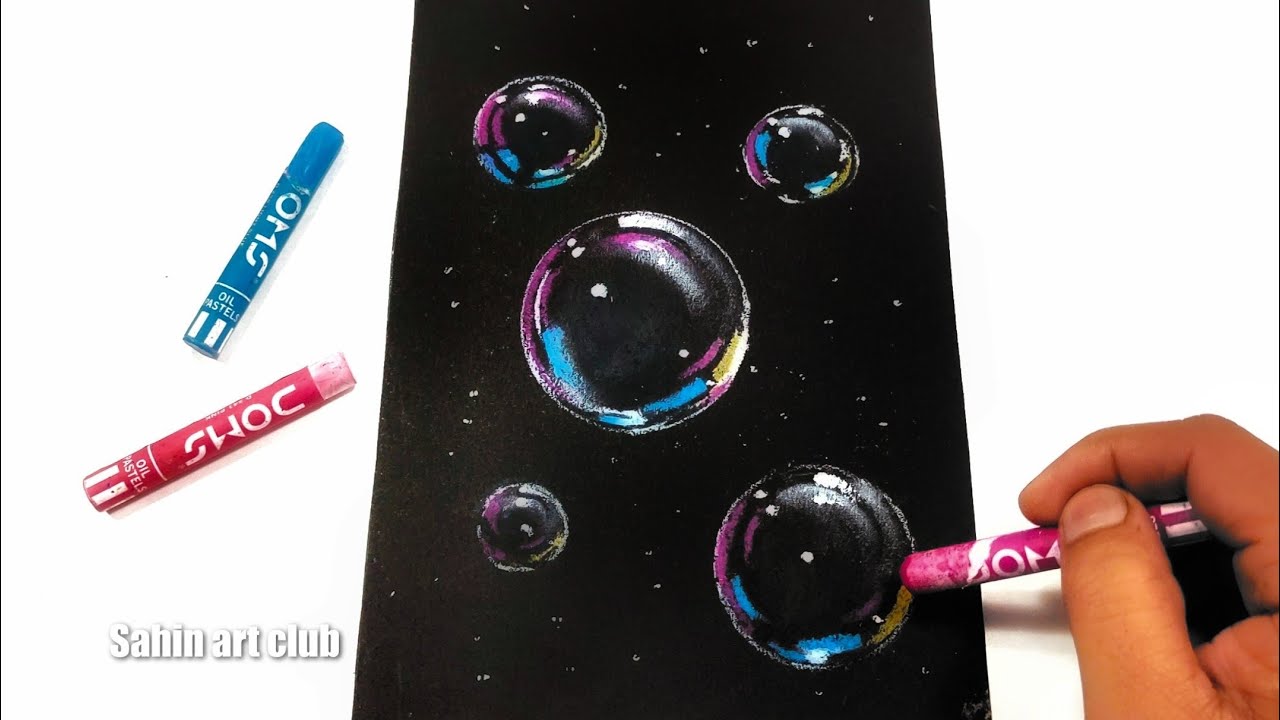 How to draw bubble easily | Oil pastel drawing for beginners | pastel ...