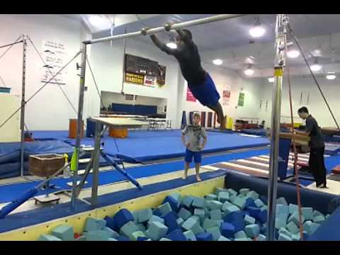 Rodrick front flip off bar 12.6.13 gymnastics - YouTube