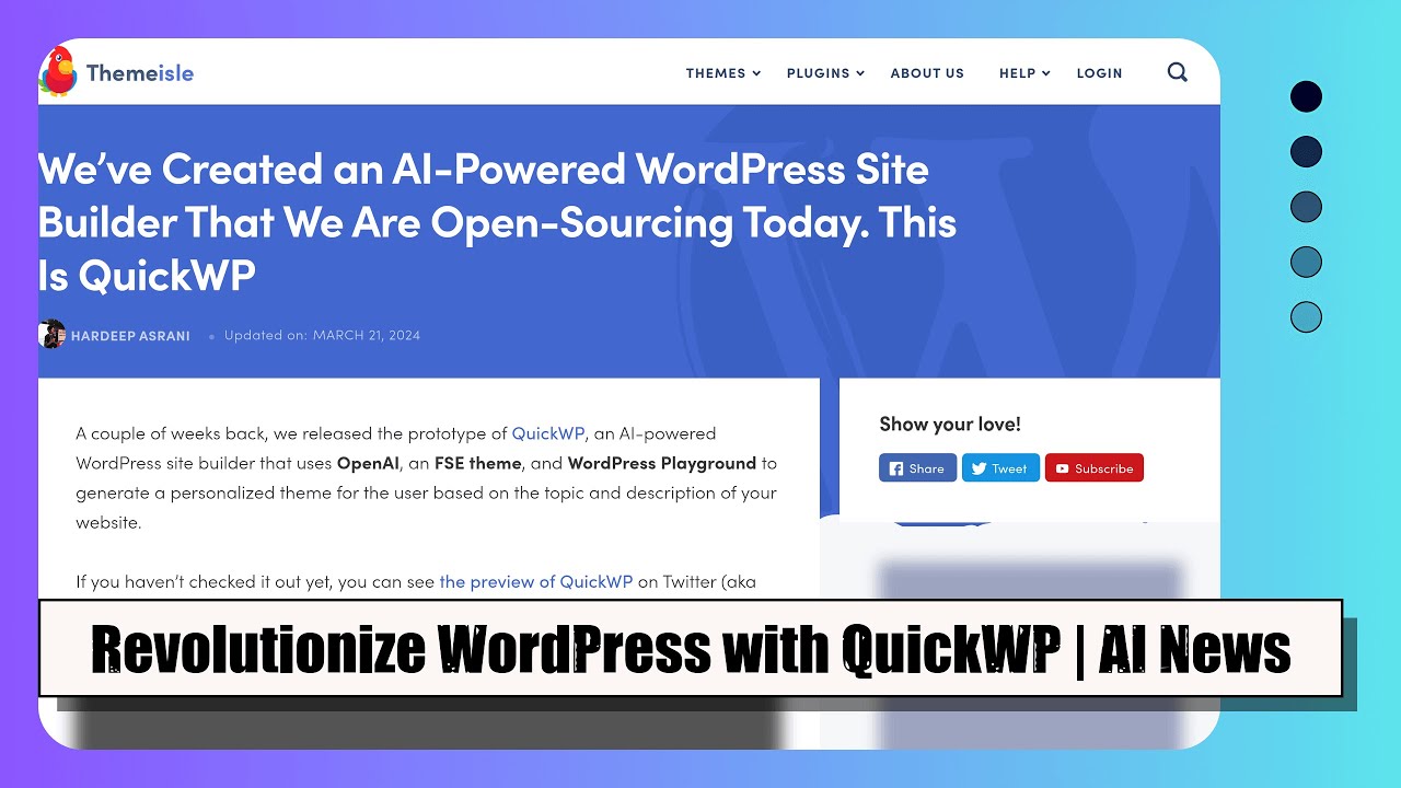 Introducing QuickWP: An Open-Sourced AI-Powered WordPress Site Builder | AI News - YouTube