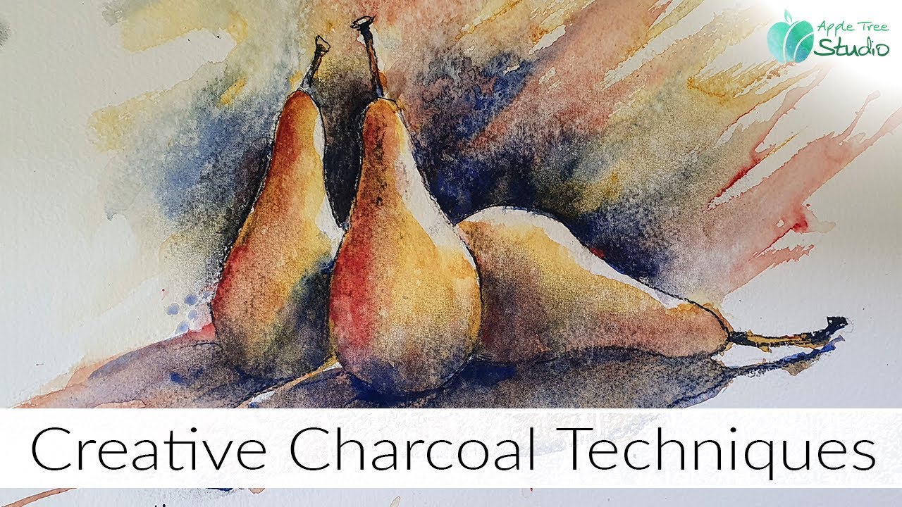 Experiment With Charcoal and Watercolour to Create Vibrant Pears! - YouTube